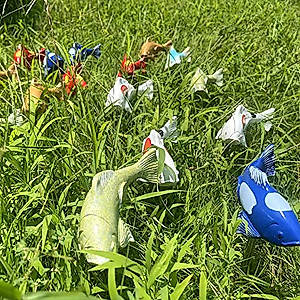 Mayuta 3 Pcs Koi Fish Decor,Garden Sculptures & Statues,Garden Art,Fish Sculpture for Outdoors, Patio, Yard, Lawn, Garden Pond and Home Decoration(Green Grey)