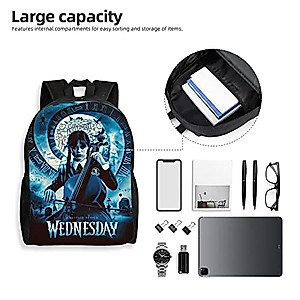 igtvekp Wednesday Durable Backpacks Set for Boys Girls,17inch Laptop Backpack with Lunch Box Lunch Bag Pencil Case Pencil Bag