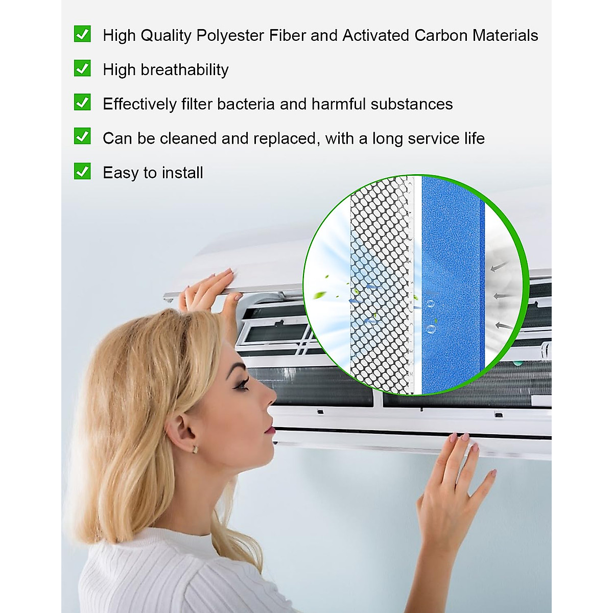 ULXIOM Mini Split Air Filter Fit for Fujitsu UTR-FA16 UTR-FA16-2 ASU9RLF1, 4 Pack