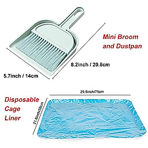 Lucky Interests 2 pcs Rabbit Litter Box, Hanging Bunny Corner Small Animal Toilet Potty Trainer with Pet Crate Bowl and Spoon, Mini Broom & Dustpan, Disposable Cage Liner for Guinea Pigs (Blue, Green)
