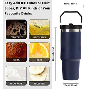 30oz Tumbler With Straw Lid Vacuum Sealed Insulated Water Jug Cup Reusable Stainless Steel Bottle Trave for Water, Iced Tea or Coffee (Blue)