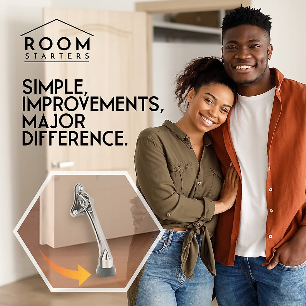 Kick Down Door Stop Ultra Grip Rubber Replacement Tip 10 Pack Threaded by ROOM STARTERS Style 2 (Gray, 10 Pack)