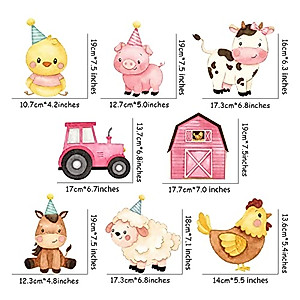 Pink Farm Animal Hanging Swirls for Girls Birthday Party Baby Shower Barn Yard Birthday Theme Farm Baby Shower Favor Supplies Decor Cartoon Animal Decor Ceiling Decor for Girls