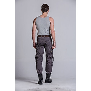 Keybur Men's Cotton Casual Military Army Cargo Camo Combat Work Pants (36, Gray)