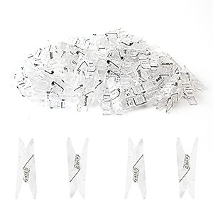 LOMIMOS Mini Clear Utility Plastic Clip,Clothespins for Paper Clothes Photo Small Card Message Sealed Bag,Pack of 100