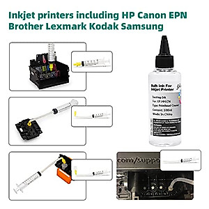 Printhead Cleaning Kit Compatible for Brother Epson HP Canon Nozzle Inkjet EcoTank Officejet Deskjet Pixma Printers-Liquid Printers Head Cleaning Suit Solution 100ml, 5ml Premium Syringe 1PK