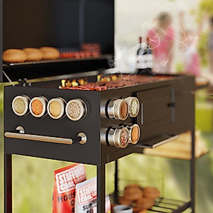 Vetacsion Set of 8 Magnetic Spice Tins with 2 Metal Wall-Plates,100 Preprinted Seasoning Label Stickers,2 Styles for 3 oz Herb Jars