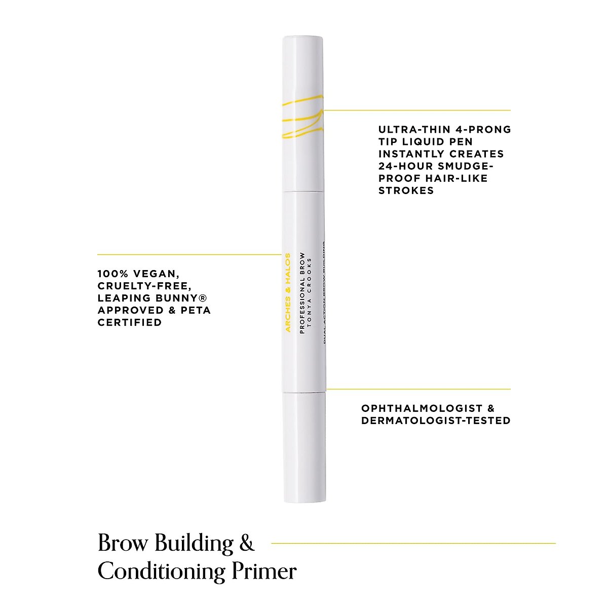 Arches & Halos Brow Building and Conditioning Primer - Coat Brows with Precise Application - Enhance, Moisturize and Nourish Brows - Vegan and Cruelty Free - 0.033 fl oz