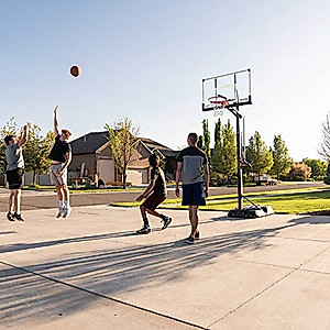 Lifetime 90734 Adjustable Portable Basketball Hoop, 54-Inch Tempered Glass Backboard, black