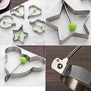 God's kitchen 5 pcs Non stick Ring Molds for Making Cakes, Pancakes, Meatloaf, Biscuits, Fried Egg Ecofriendly Stainless Steel Easy to Clean and Use 5 Different Shapes Great Kitchen Tool