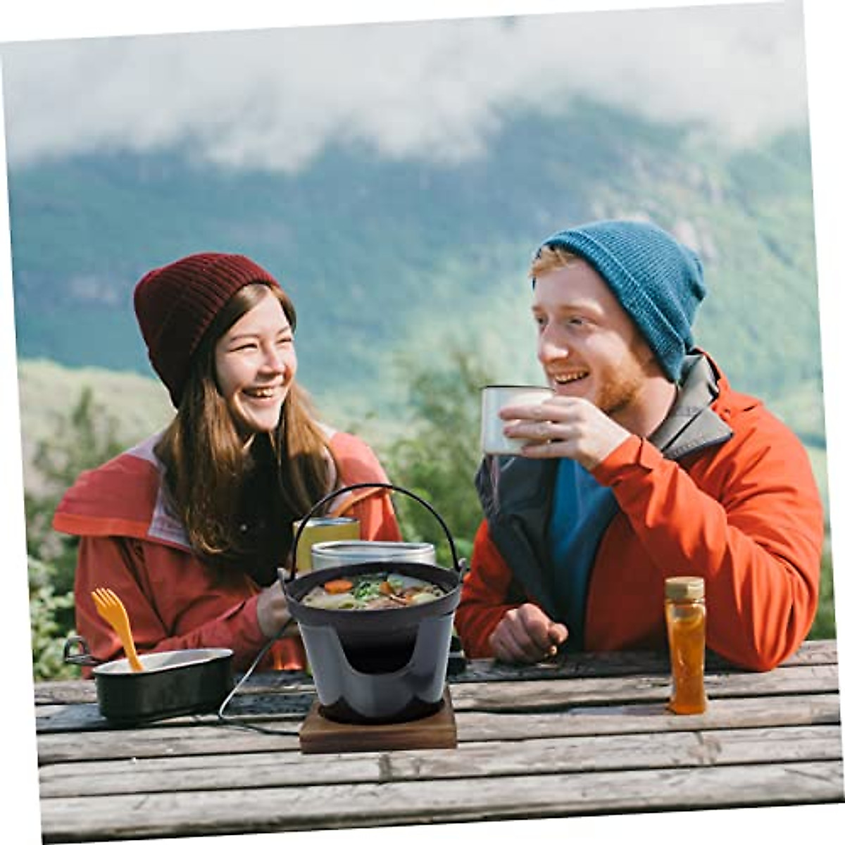 UPKOCH 1 Set Pot Outdoor Cookware Japanese Style Pot Iron Stock Pot Nabemono Hot Pot Hanging Stewpan for Hone Non-stick Pot Outdoor Saucepan Grey Korean Wood Non Stick Pan Cast Iron Pot