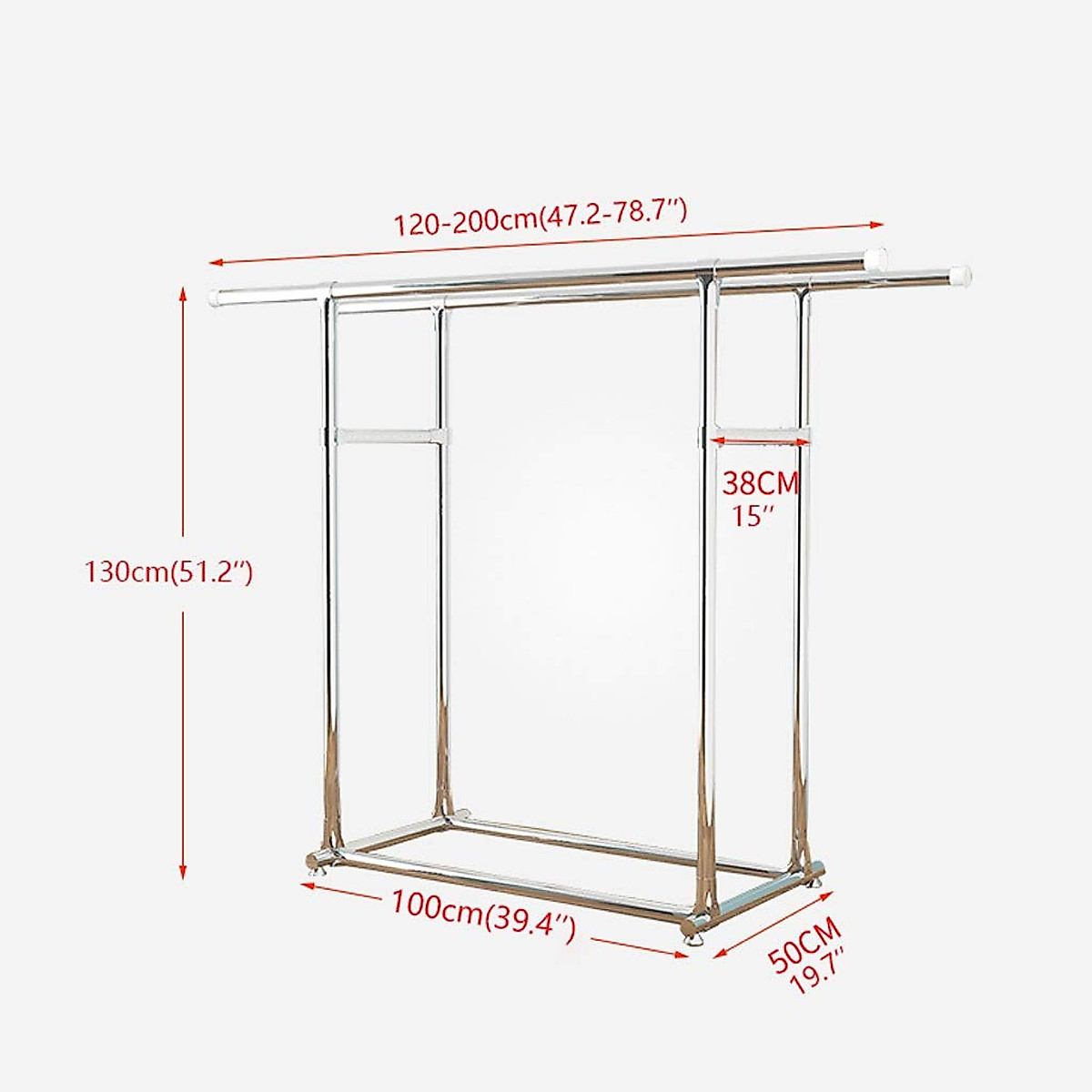 Jixi Drying Rack Clothes Airer Stainless Steel Drying Rack Floor Telescopic Indoor and Outdoor Home Balcony Double Pole Clothes Hanger Laundry Rack (Color : Stainless Steel)