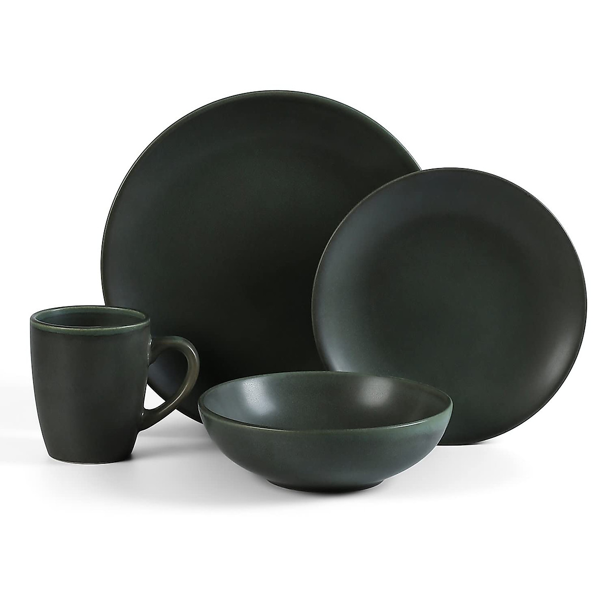 Stone Lain Grao Stoneware 16-Piece Dinnerware Set, Green