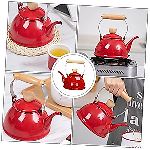 MAXBUS 1pc Kettle Red Kettle Ceramic Tea Pot Red Coffee Maker Boiling Teapot Pottery Ceramic Coffee Pot Decorative Teapot Kitchen Teapot Cold Water Teakettle Make Tea Red Stainless Steel