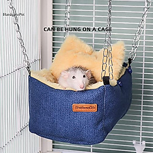 Hamster Hammock, Rat Toys and Accessories for Cage Dwarf Hamsters House Pet Beds, Small Pet Hammock Syrian Hideout, Fancy Rat Stuff Cage Accessories for Gerbils and Chipmunks (Blue)