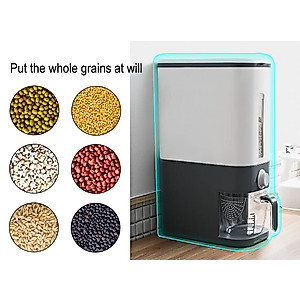 J-hong 25 Lbs Rice Dispenser, Large Grain Container Storage with Lid Measuring Cylinder Moisture Proof Household Cereal Dispenser Bucket for Kitchen wide range of grains