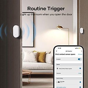 OUVOPO Zigbee Door Sensor 4 Pack, Mini Smart Door Sensor, Home Automation, Kid Safety, Work with Alexa, SmartThings, Home Assistant, Aeotec, Hubitat, Homey with Build-in Zigbee Hub, Hub Required