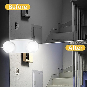 YBENWL LED Emergency Light, Two Head Adjustable Commercial Emergency Lights Hardwired Exit Lighting Fixtures, 200lm Plug in LED Bulb for Business Home Emergency