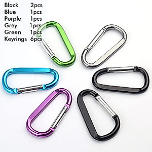 6PCS Carabiner Caribeaner Clip,3" Large Aluminum D Ring Shape Carabeaner Keychain Hook