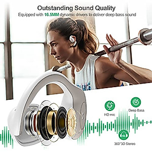 Qaekie Open Ear Headphones - Bluetooth 5.3 Wireless Headphones with 60H Playtime, True Wireless Open Ear Earbuds with Immersive Premium Sound, HD Mic Waterproof Sport Headphones for Running & Workouts