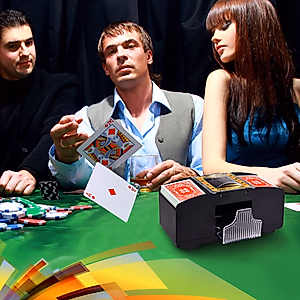 AOPER Automatic Card Shuffler - Electronic Casino Poker Card Shuffling Machine - Battery Operated Plastic Cards Mixer - 2 Deck Playing Cards for Home & Party - 2M USB Line