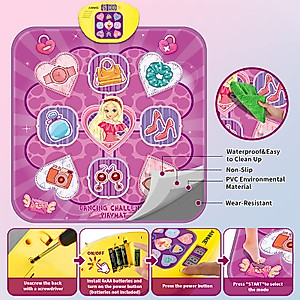 Dance Mat,Toys for 3 4 5 6 7+ Year Old Girls,Dance Mat for Kids,Electronic Music Dance Pad Toy with LED Lights,5 Game Modes Princess Dancing Mat,Birthday Xmas Gifts for Age 3-8 Year Old Girls