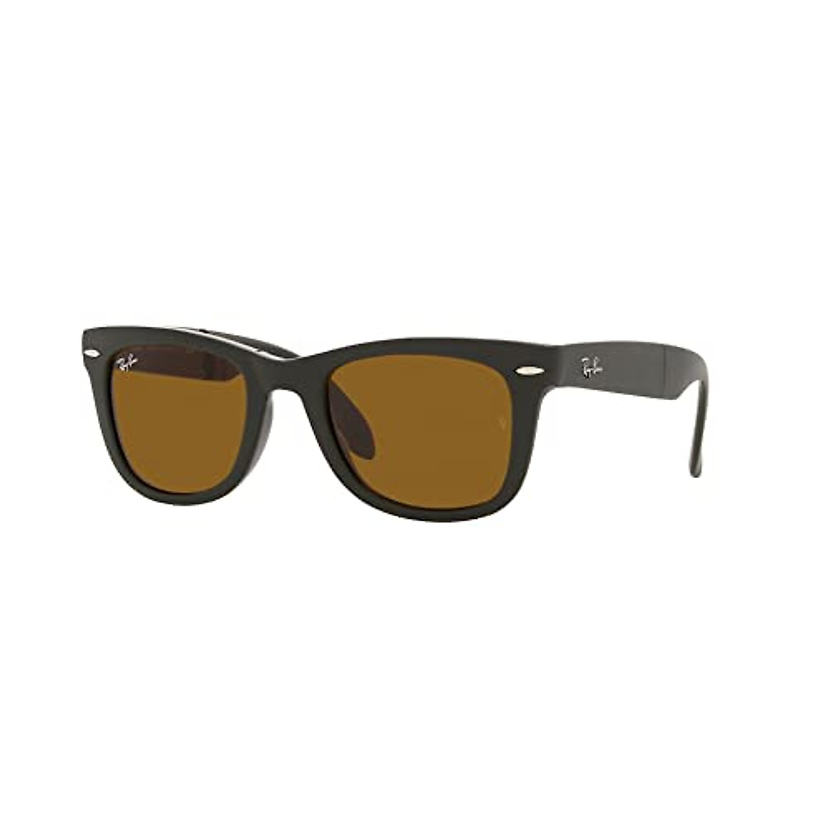 Ray-Ban RB4105 Folding Wayfarer Square Sunglasses, Military Green/Brown, 50 mm