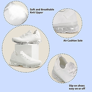 LUCKY STEP Women Air Cushion Fashion Sneakers Breathable Casual Comfortable Lightweight Walking Shoes(White,6 B(M) US)