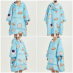 tramobe Blanket Hoodie Wearable Blanket Adult,Oversized Sherpa Blanket Sweatshirt with Giant Pocket and Sleeves,Warm Plush Hooded Blanket for Women & Men