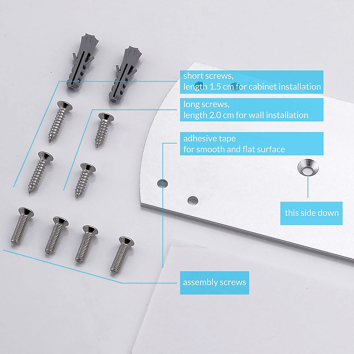 simpletome ONE Hand Tear Paper Towel Holder Under Cabinet Adhesive or Drilling Installation Aluminum Alloy + ABS (White)