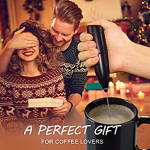 Hand Mixer Milk Frother for Coffee - Coffee Bar Accessories, Dutewo Frother Handheld Foam Maker for Lattes, Electric whisk Drink Mixer for Coffee, Mini coffee stirrer for Frappe Hot Chocolate, Black