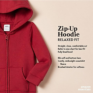 Amazon Essentials Girls' Fleece Zip-Up Hoodie Sweatshirt, White, Medium