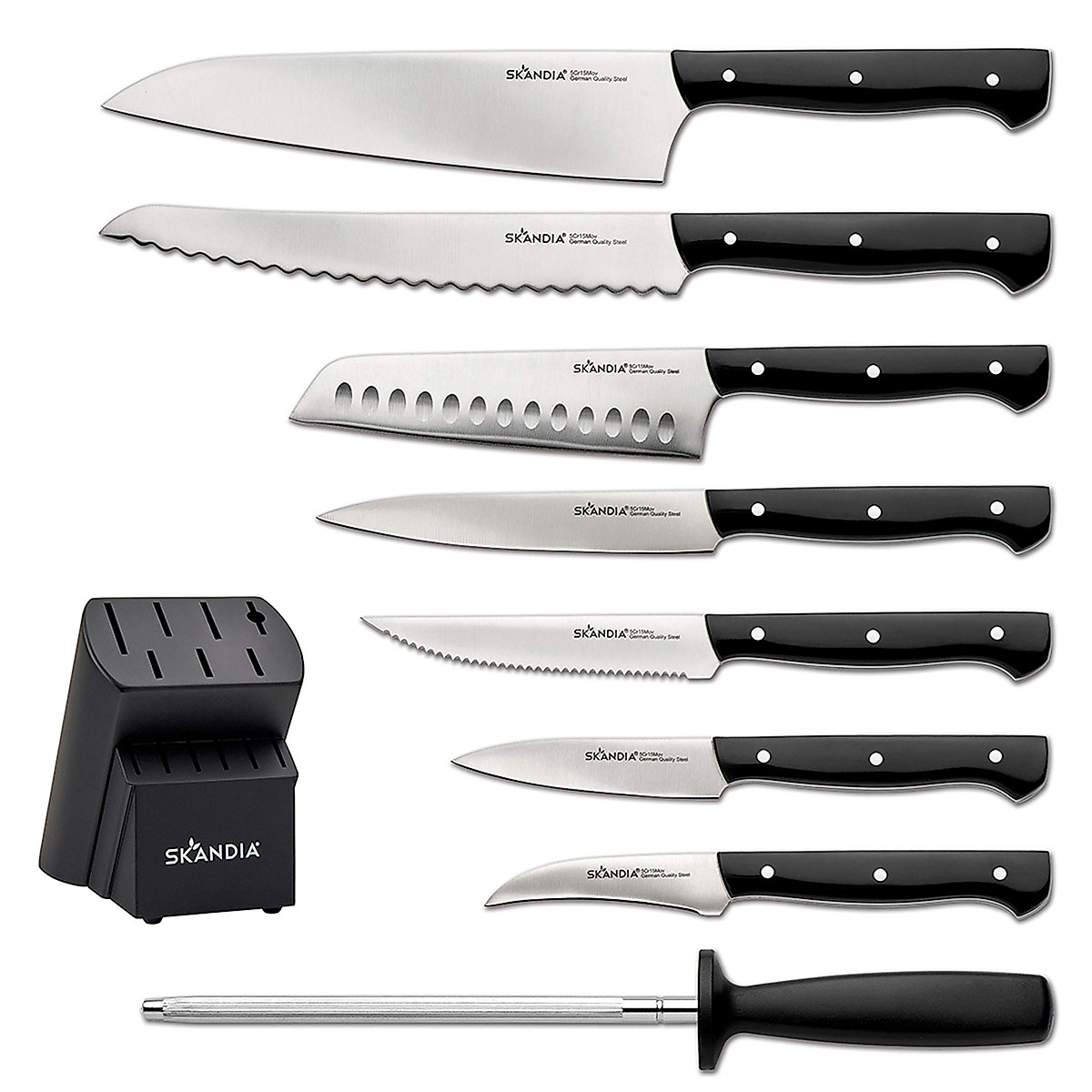 Hampton Forge Aldis Knife Block Set, 14 Piece, Black