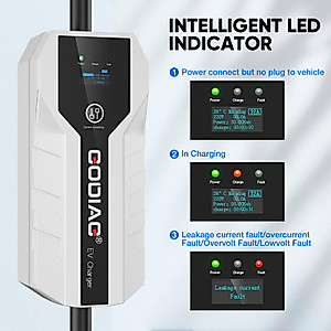 EV101 Portable EV Charger Level 1+2, 8/10/13/16 Amp Adjustable Electric Car Charger, 110V-240V 3.5KW 20 ft Plug-in Hybrid EV Charger