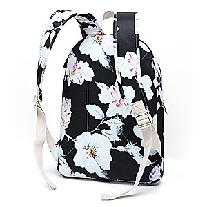 Canvaslove Canvas 15.6 inch Waterproof laptop backpack with USB Charging Port and Massage Cushion Straps for laptop up to 15 inch Men Women Outdoor Travel Backpack (Lotus)