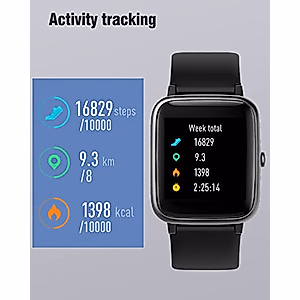 ASIAMENG Smart Watch for iOS and Android Phones IP68 Waterproof, Fitness Tracker Watch with Heart Rate/Sleep Monitor Steps Tracker Calories Counter Smartwatch for Men Women