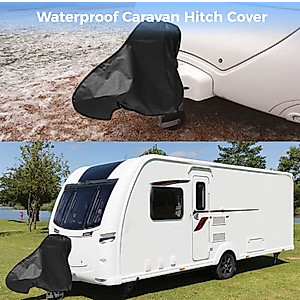 34.25x24.4 Inch Caravan Hitch Cover, Universal Waterproof Breathable Tow Hitch Cover for Caravan Tongue Jack Cover, PVC Trailer Tow Ball Coupling Lock for Camper & Caravan