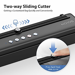 KOIOS Vacuum Sealer Machine, Automatic Food Sealer with Cutter, Dry & Moist Modes, Compact Design Powerful Suction Air Sealing System with 10 Sealing Bags & Air Suction Hose