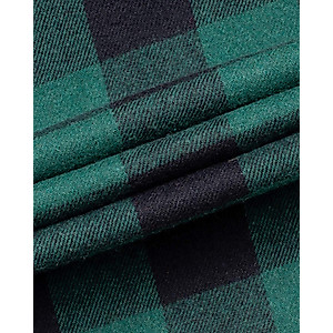 Alimens & Gentle Men's Button Down Regular Fit Long Sleeve Plaid Flannel Casual Shirts - Color: Green, Size: Large