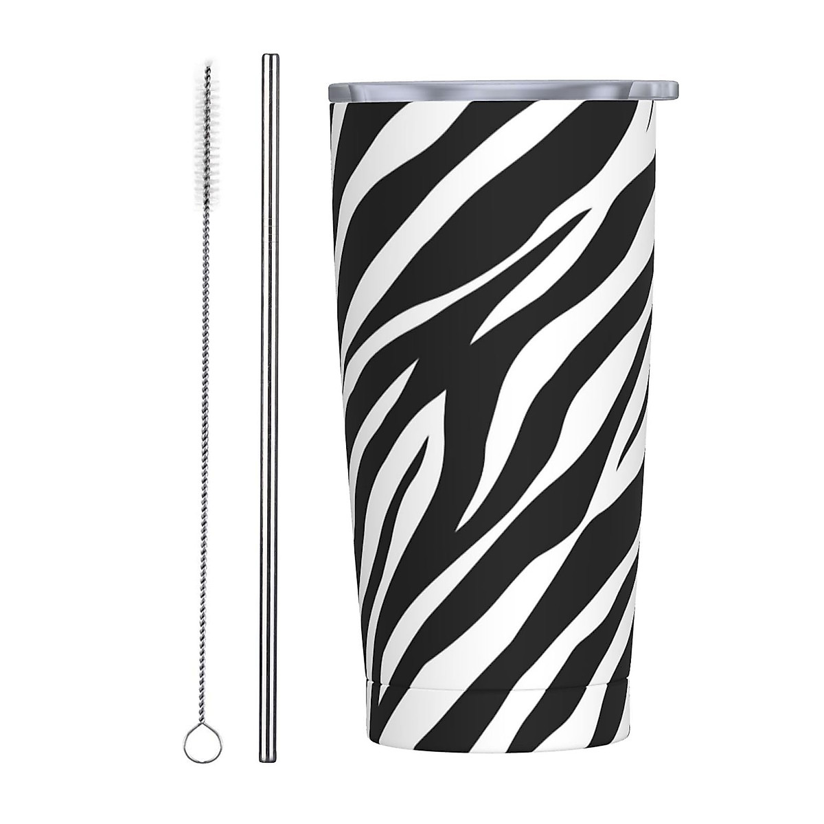 CHASOEA Zebra Tumbler 20oz Animal Skin Print Stainless Steel Insulated Tumblers with Lid and Straw Funny Travel Coffee Mug Tea Wine Cups Water Bottle Sport Gifts for Women Men