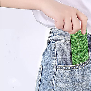 MYHOBBY 150ML Cute Thermos Water Bottle, 5 Oz Mini Insulated Stainless Steel Bottle with Bling Rhinestone,Perfect for Purse or Kids Lunch Bag,Green