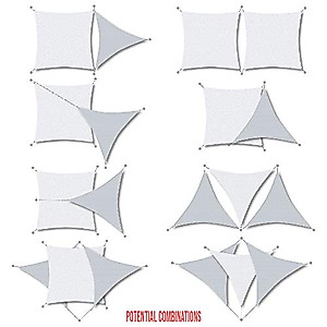 E&K Sunrise 12' x 14' Light Grey Rectangle Sun Shade Sail Outdoor Shade Cloth UV Block Fabric,Curve Edge-Customized