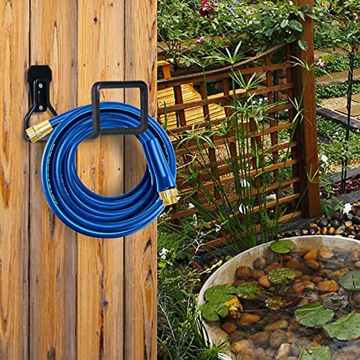 TOZA Hose Holder,Garden Hose Holder Hook Heavy Duty Metal Hose Hanger Wall Mount Holds Up to 100-150Ft Hose for Outside Garden Yard Garage