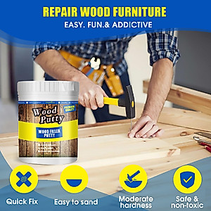 Wood Filler Putty - White Wood Putty Filler, Wood Filler Paintable, Stainable. Wood Furniture Repair Kit Can Quickly Repair Damaged Holes, Cracks and Chips. Wood Crack Filler - 9.87 Ounce