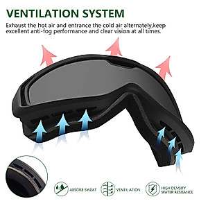 OULAIQI Ski Goggle Snow Goggles For Man Women Windproof Anti-Fog Scratch Resistant Over The Glasses Motorcycle Snowboard Goggles For Skiing Climbing Snowboarding