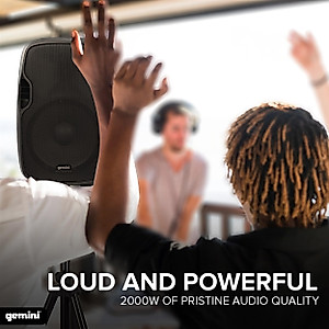 Gemini Sound AS-15TOGO: 2000W Portable Battery-Powered PA with Wheels, Bluetooth, Echo Effect, USB/SD Playback