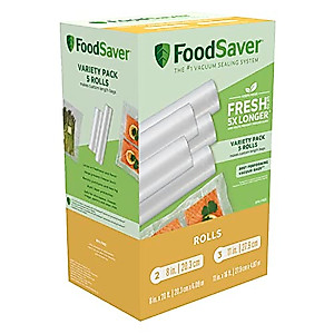 FoodSaver V4400 2-in-1 Vacuum Sealer Machine, Black and Silver & 2116382 Preserve & Marinate Vacuum, Clear (Count-2) & Vacuum Sealer Bags, 8" (2 Pack) and 11" (3 Pack) Multipack