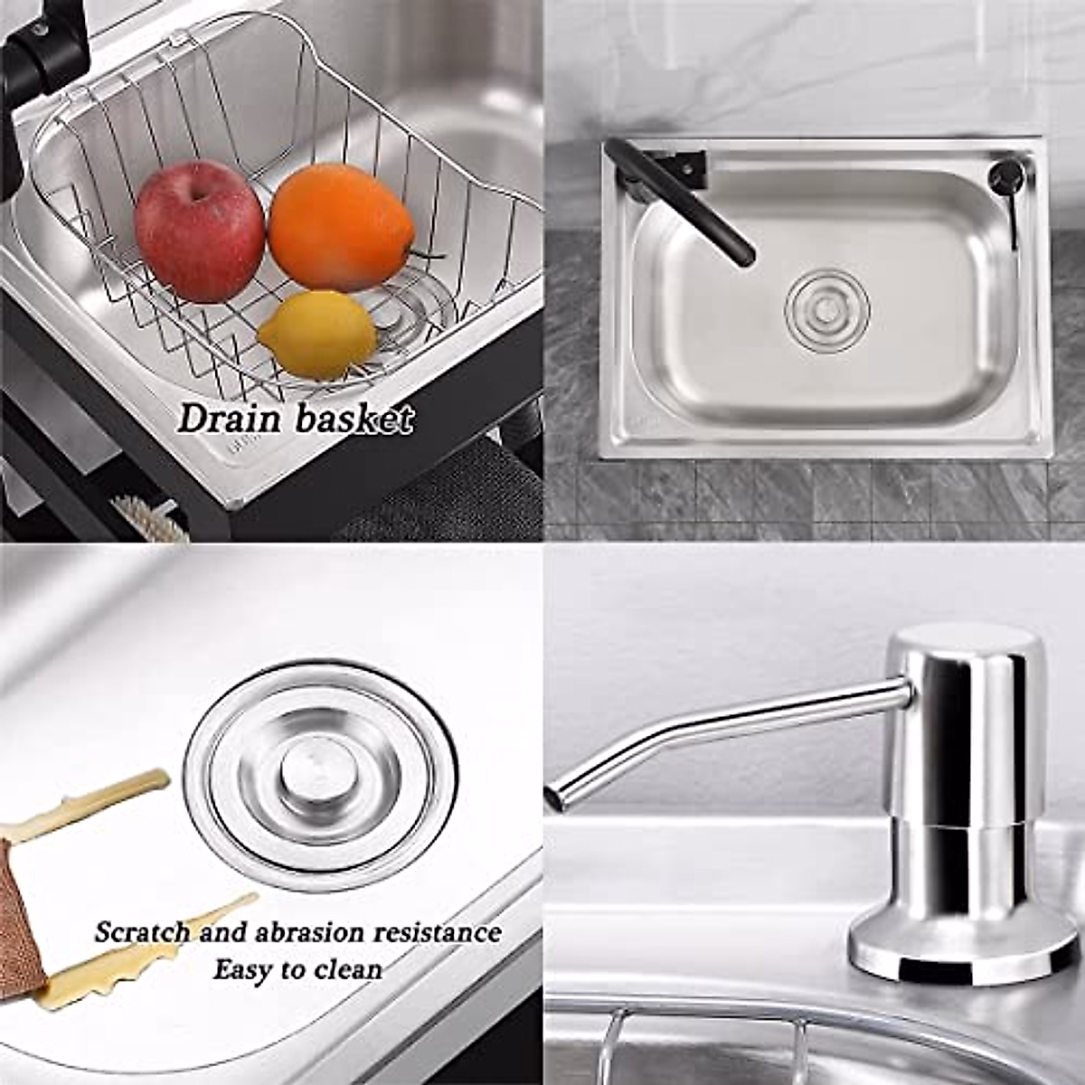 Free Standing Utility Sink for Washing, Stainless Steel Outdoor Station, Single Bowl Commercial Kitchen Sink Farmhouse Simple Laundry Sink With Faucet Undershelf for Bathroom Laundry Room ( Color : Co