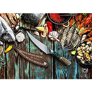 Dalstrong Fillet Knife - 6.5 inch - Valhalla Series - 9CR18MOV HC Steel - Celestial Resin & Wood Handle - Meat Cutting, Carving, Bone, Trimming, Deboning - Leather Sheath Included