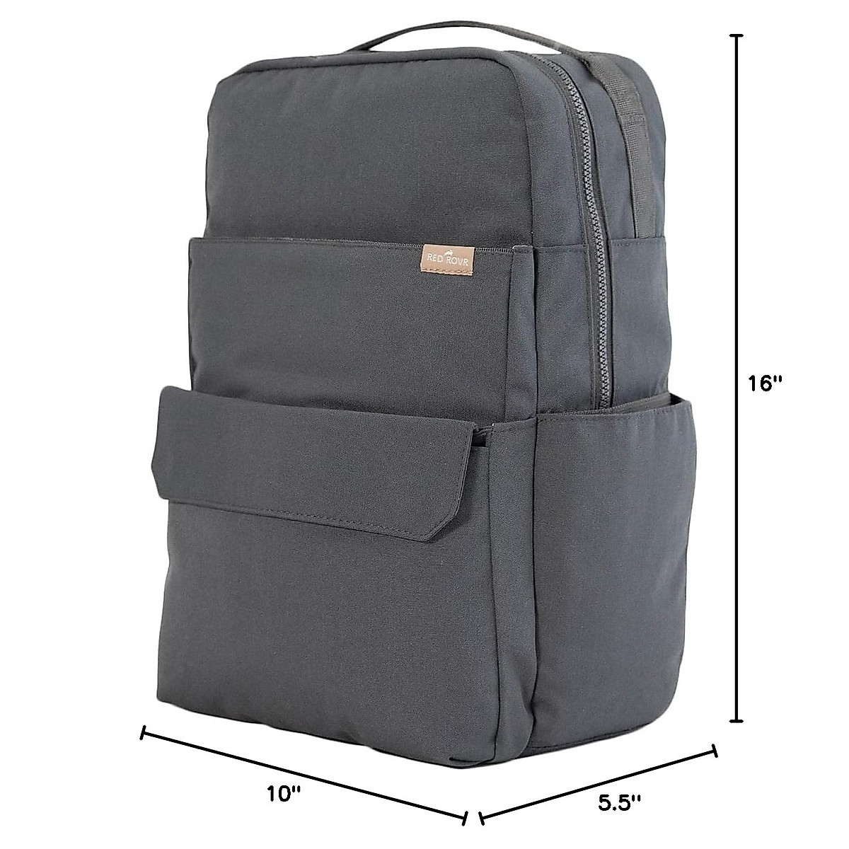 Red Rovr Roo Backpack | Lightweight Diaper Bag with Changing Pad | Large Capacity | Multifunctional Travel Pack | Exterior & Interior Pockets | Water Resistant | Great Gift for Mom & Dad | Charcoal